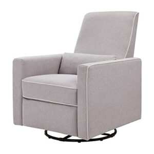 davinci piper upholstered recliner and swivel glider in grey with cream piping, greenguard gold & certipur-us certified