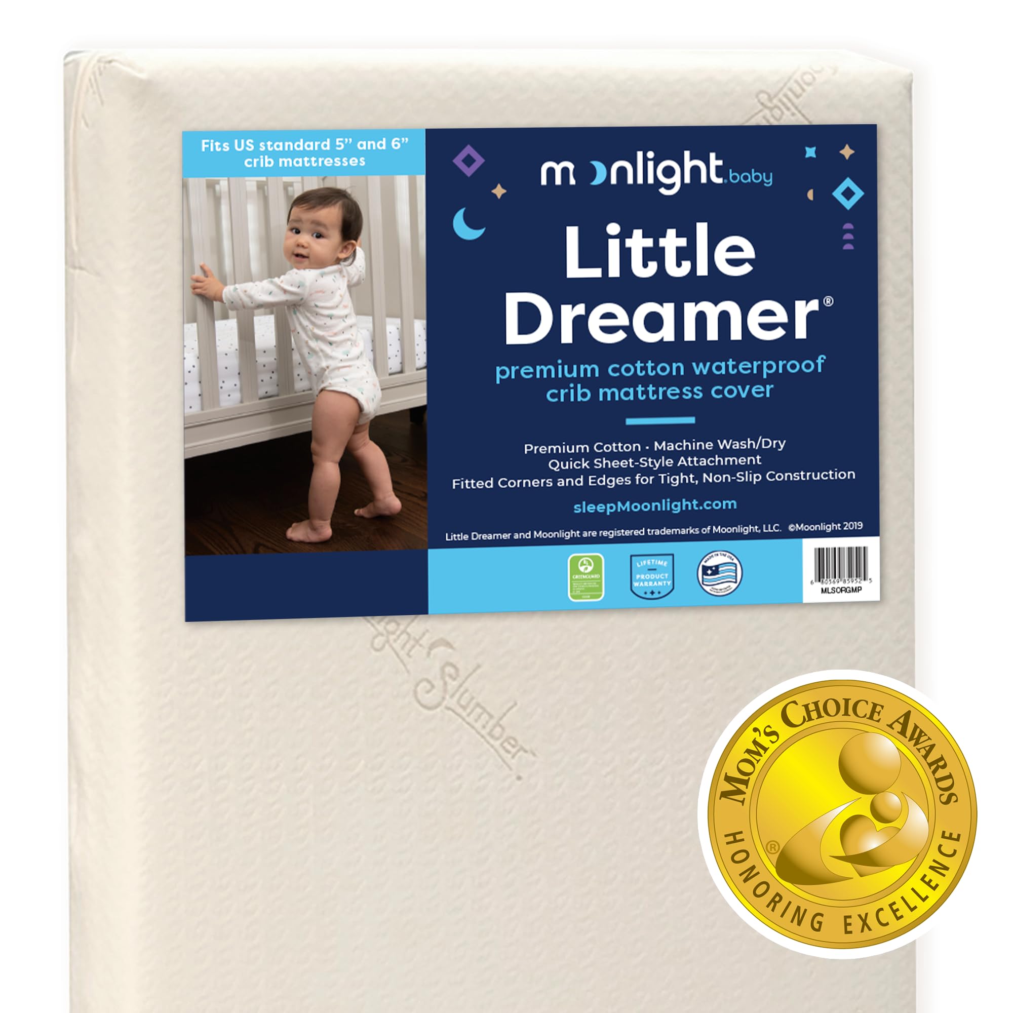 Moonlight Slumber Little Dreamer Crib Mattress Cover, Ecru, Hypoallergenic - Mattress Not Included