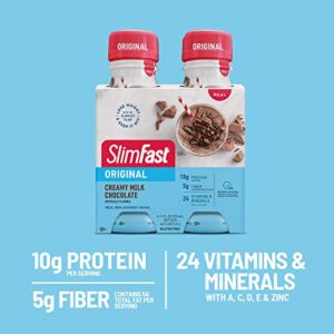 SlimFast Meal Replacement Shake, Original Creamy Milk Chocolate, 10g of Ready to Drink Protein, 11 Fl. Oz Bottle, 4 Count (Pack of 3) (Packaging May Vary)