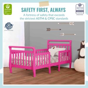 Dream On Me Emma 3-In-1 Convertible Toddler Bed In Fuschia Pink, Converts To Two Chairs And-Table, Low To Floor Design, JPMA Certified, Non-Toxic Finishes, Safety Rails