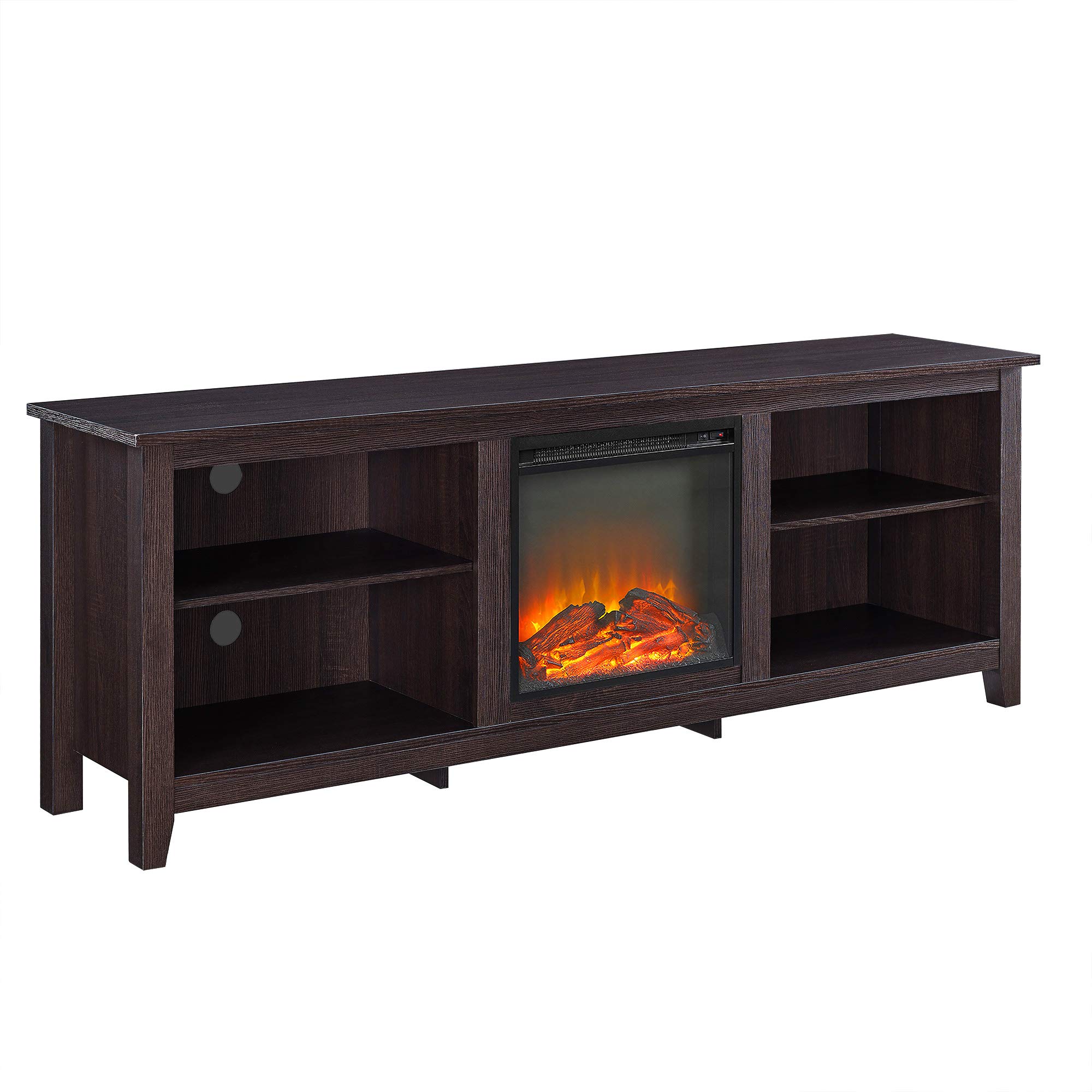 Trasitional 70 Inch Wide Fireplace Television Stand in Espresso Brown Finish