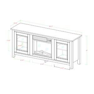 Home Accent Furnishings Lucas 58 Inch Fireplace Tv Stand with Glass Doors in Driftwood