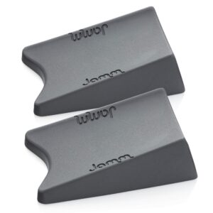 jamm jumbo door stopper | door stop wedge holds doors open in both directions | premium non rubber non slip hardware | dark grey - 2 pack