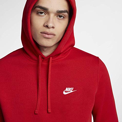 Nike Men's Sportswear Club Pullover Hoodie, University Red/University Red/White, X-Large