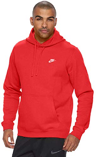 Nike Men's Sportswear Club Pullover Hoodie, University Red/University Red/White, X-Large