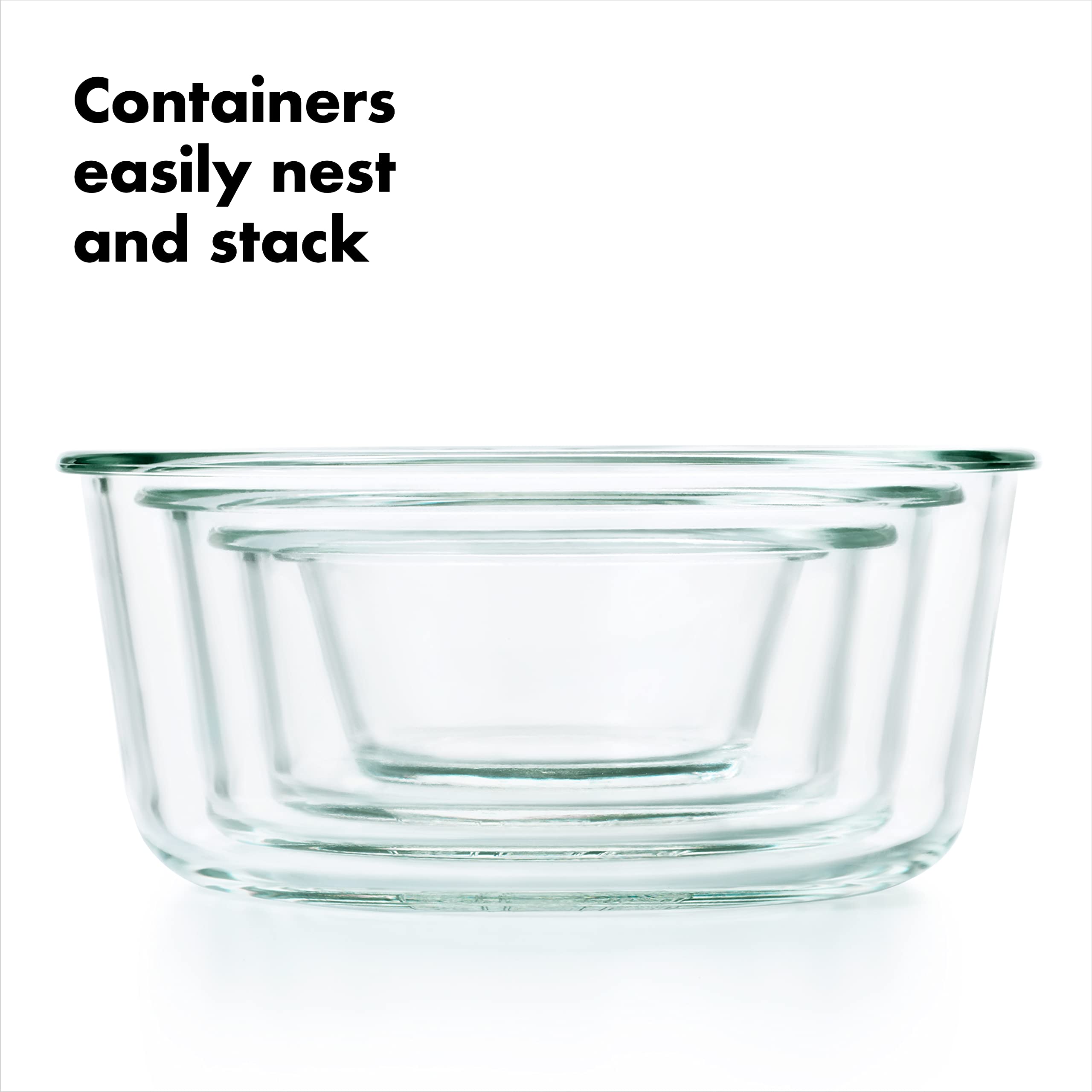 OXO Good Grips 2 Cup Smart Seal Glass Round Food Storage Container, Clear, 1 Count (Pack of 1)