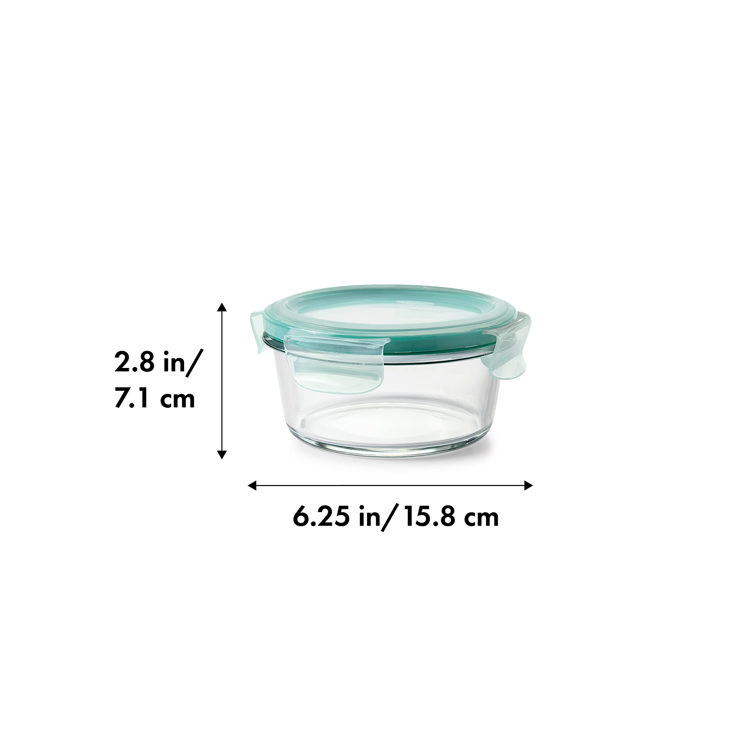 OXO Good Grips 2 Cup Smart Seal Glass Round Food Storage Container, Clear, 1 Count (Pack of 1)