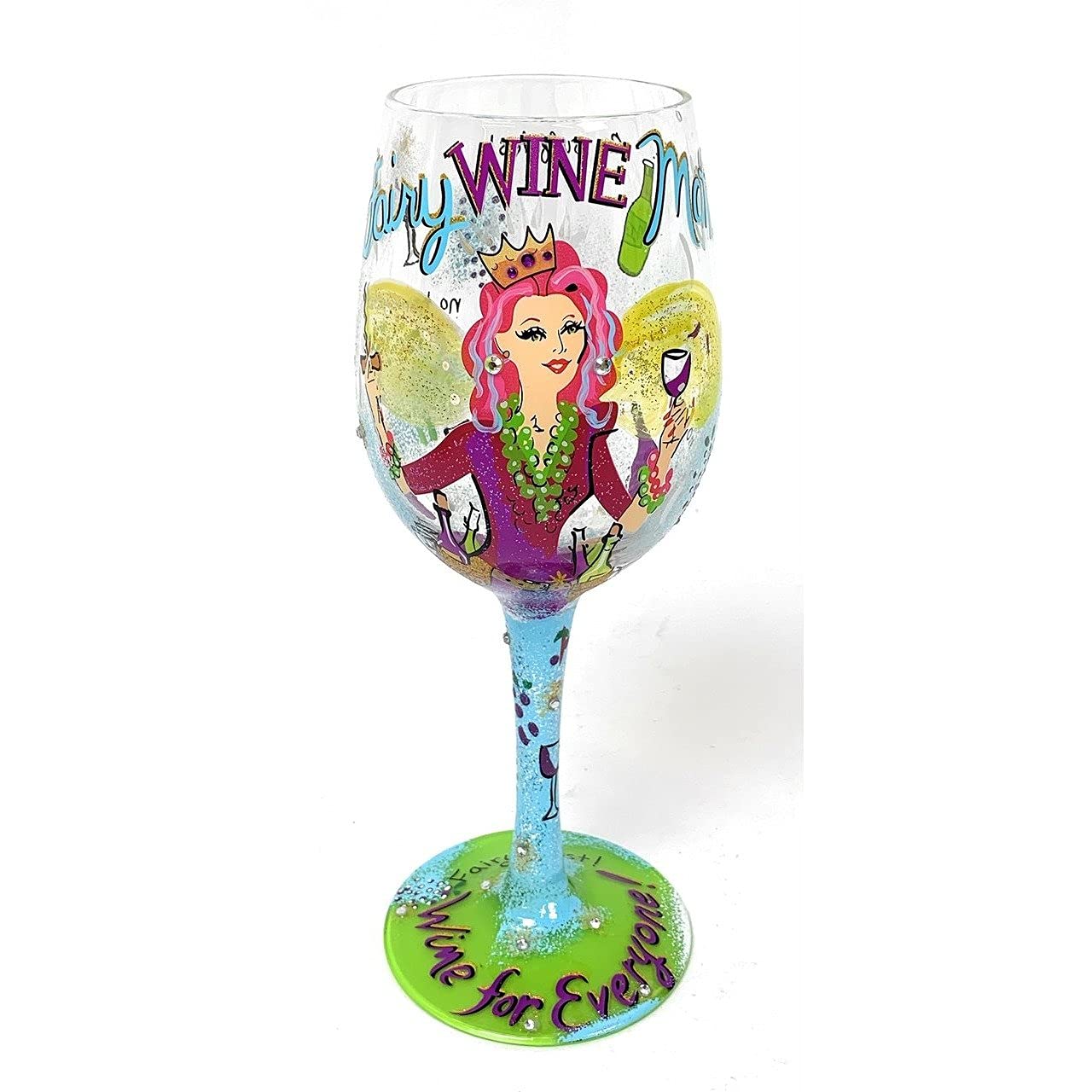 Designs by Lolita “Fairy Wine Mother” Hand-painted Artisan Wine Glass, 15 oz.