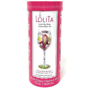 Designs by Lolita “Fairy Wine Mother” Hand-painted Artisan Wine Glass, 15 oz.