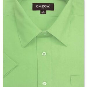 OmegaTux Mens Short Sleeve Solid Color Dress Shirts Apple Green