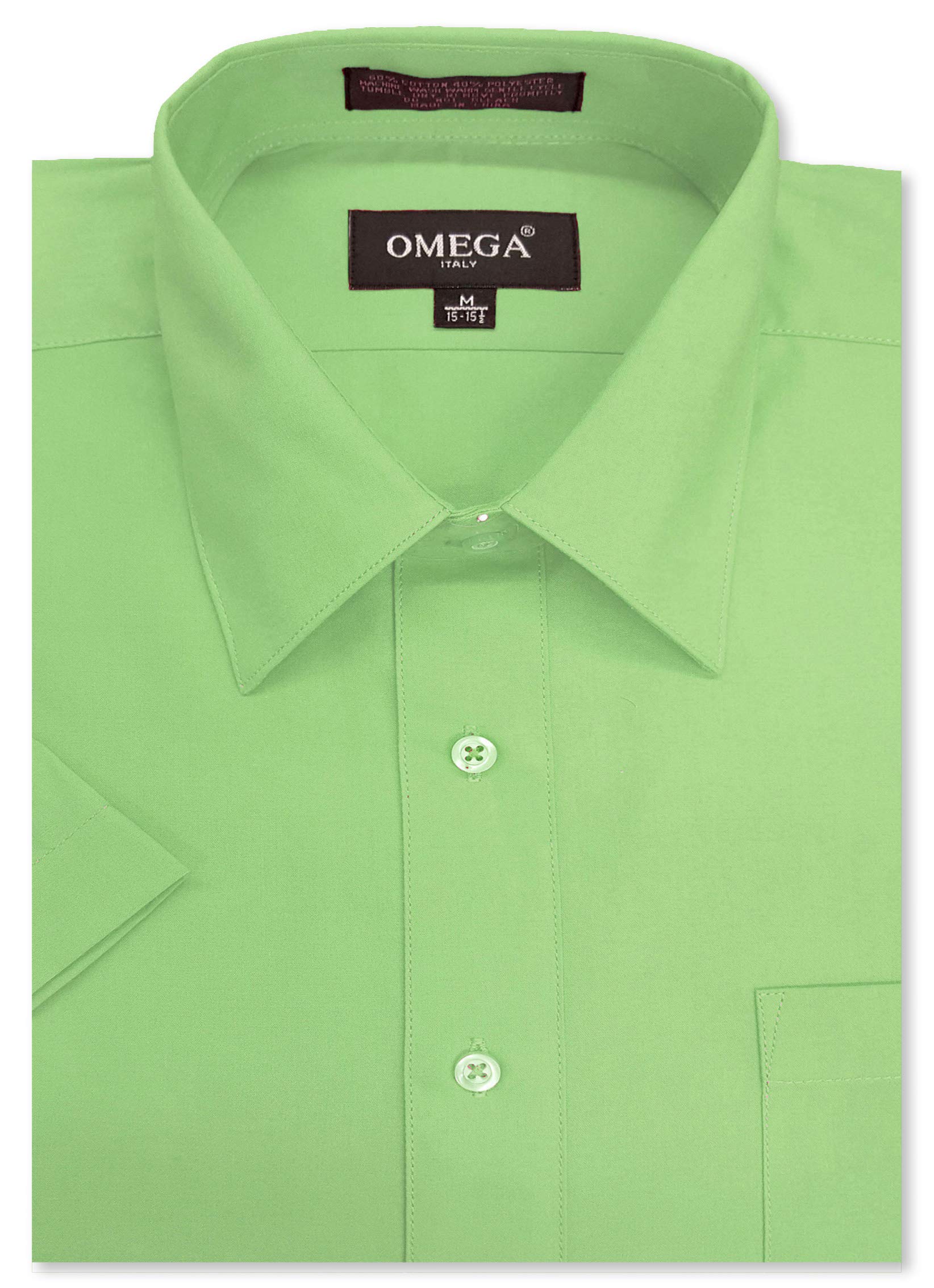 OmegaTux Mens Short Sleeve Solid Color Dress Shirts Apple Green