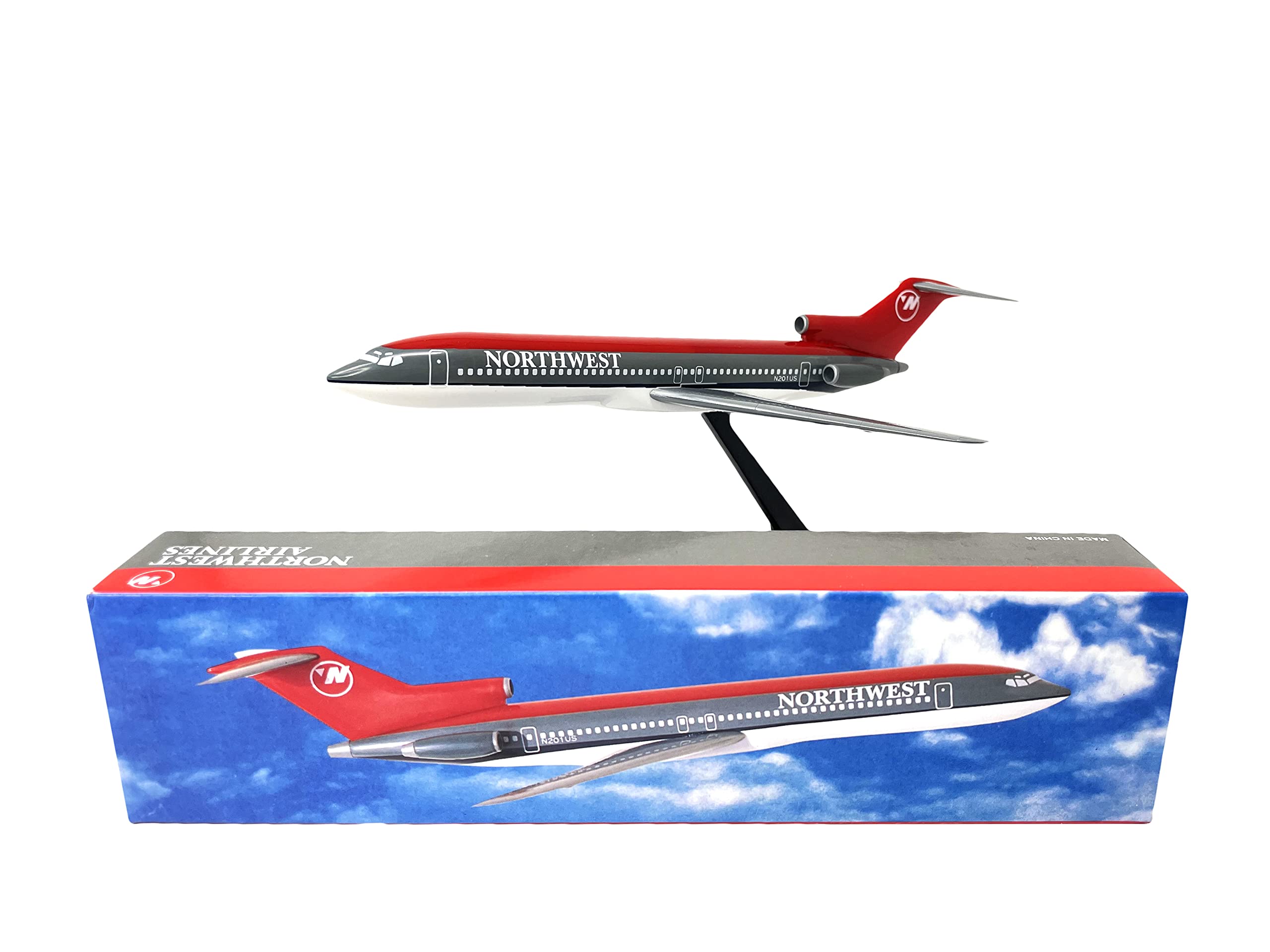 Flight Miniatures Northwest Airlines NWA Boeing (89-03) 727-200 1:200 Scale - Plastic Snap-Fit Model Airplane - Collectible Replica of Northwest Airlines Aircraft - Part #ABO-72720H-006