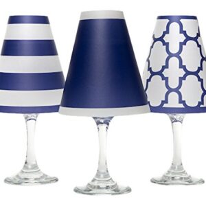 di Potter WS132 Nantucket Paper White Wine Glass Shade, Navy (Pack of 6)