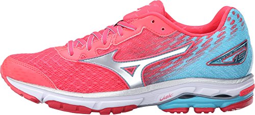 Mizuno Women's Wave Rider 19 Running Shoe, Diva Pink/Capri/Silver, 9 B US