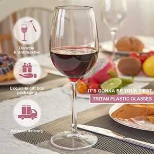 MICHLEY Unbreakable Red Wine Glasses, 100% Tritan Plastic Shatterproof Wine Goblets, BPA-free, Dishwasher-safe 12.5 oz, Set of 2