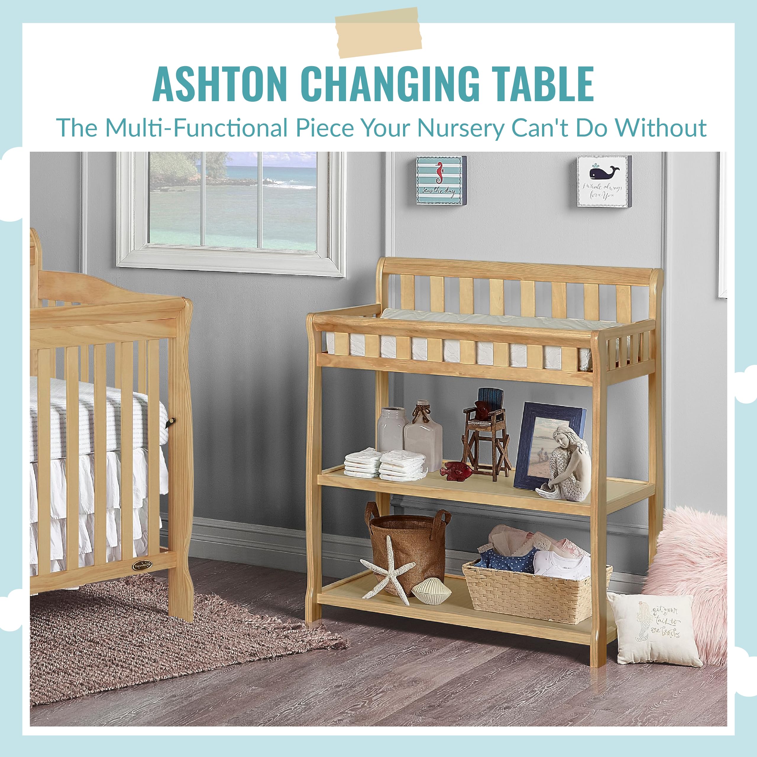 Dream On Me Ashton Changing Table, Natural, 34x20x40 Inch (Pack of 1)