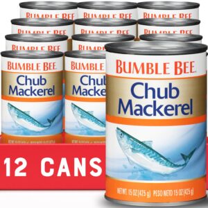 bumble bee chub mackerel, 15 oz can (pack of 12) - canned mackerel fish, high protein keto food, gluten free