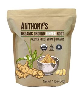 anthony's organic ground ginger root, 1 lb, gluten free, non gmo, keto friendly