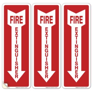 fire extinguisher decal self adhesive sticker 4x12" 4 mil vinyl sign- indoor & outdoor use - uv protected & waterproof sleek (3 pack)