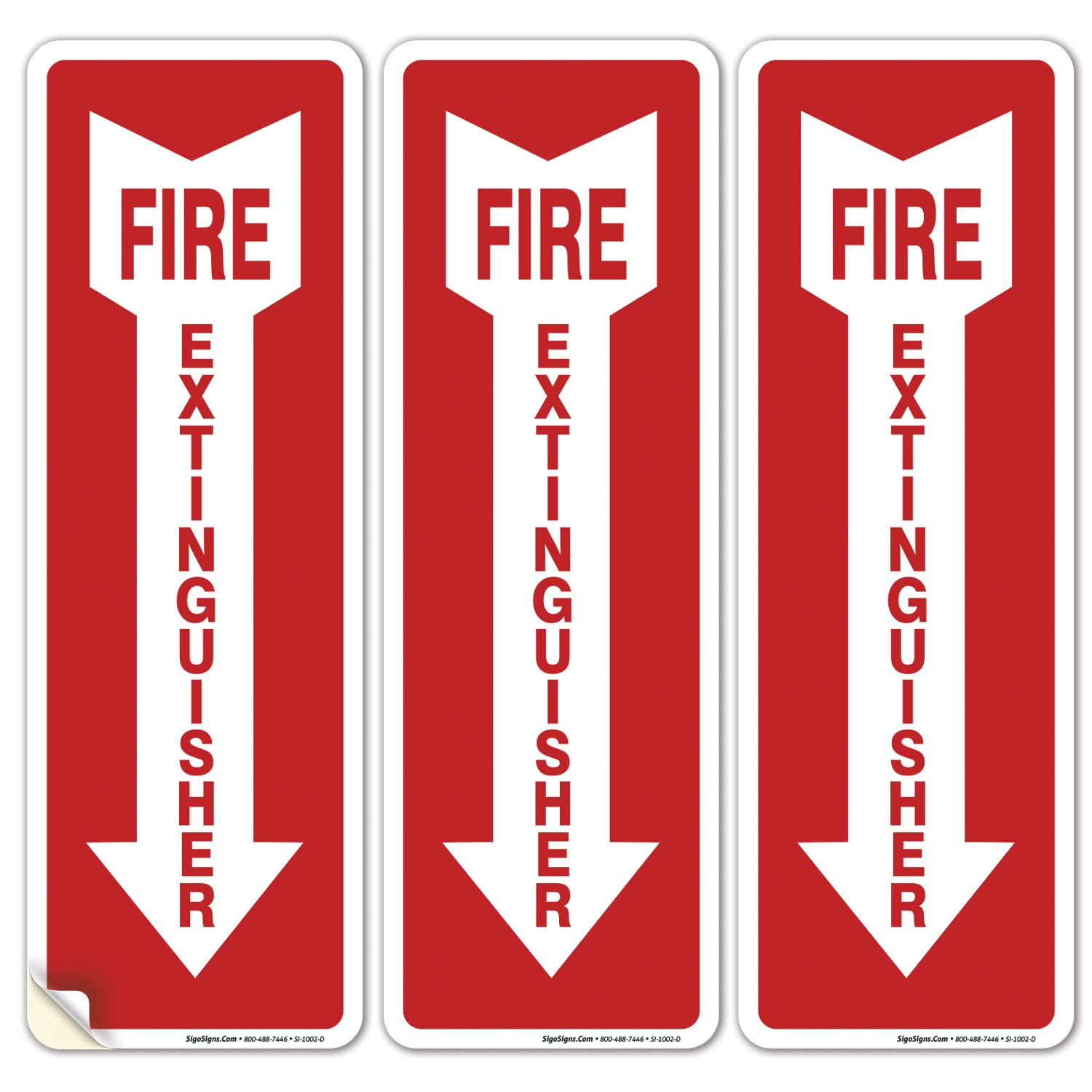 Fire Extinguisher Decal Self Adhesive Sticker 4x12" 4 Mil Vinyl Sign- Indoor & Outdoor Use - UV Protected & Waterproof Sleek (3 Pack)