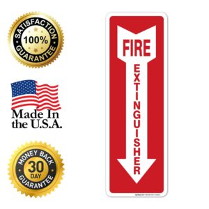 Fire Extinguisher Decal Self Adhesive Sticker 4x12" 4 Mil Vinyl Sign- Indoor & Outdoor Use - UV Protected & Waterproof Sleek (3 Pack)