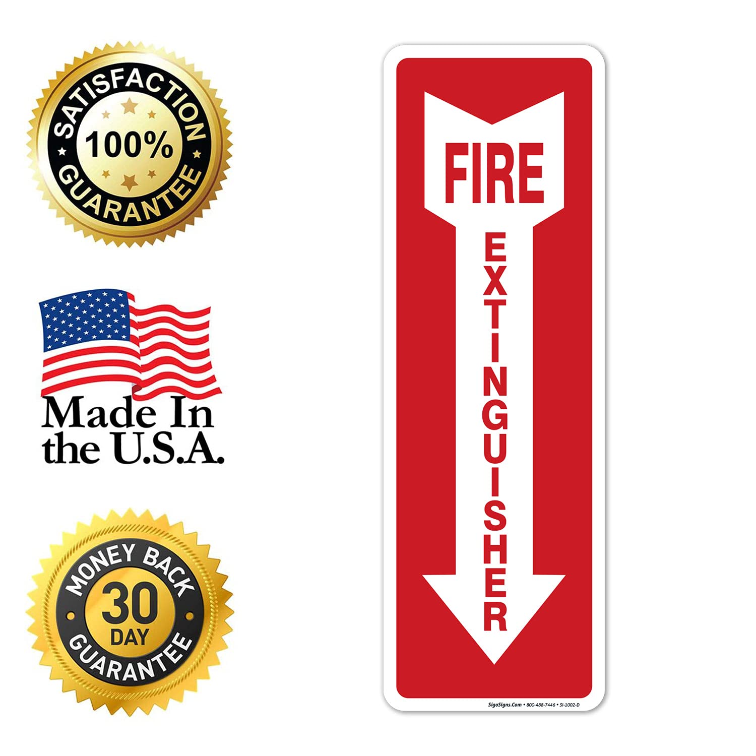 Fire Extinguisher Decal Self Adhesive Sticker 4x12" 4 Mil Vinyl Sign- Indoor & Outdoor Use - UV Protected & Waterproof Sleek (3 Pack)