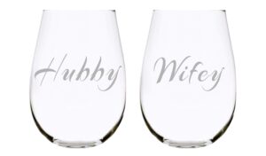 hubby and wifey stemless set, 17 oz.