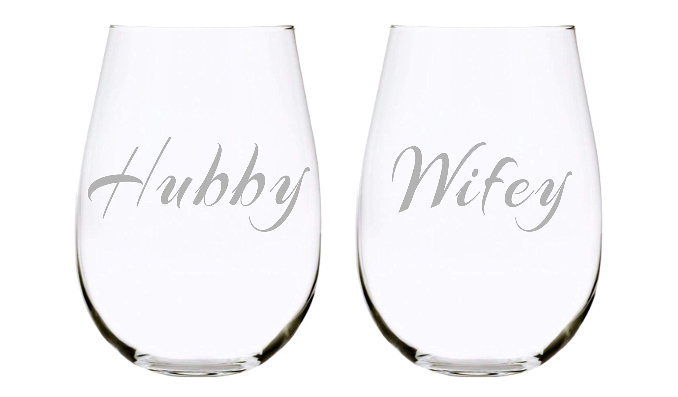 Hubby and Wifey Stemless Set, 17 oz.