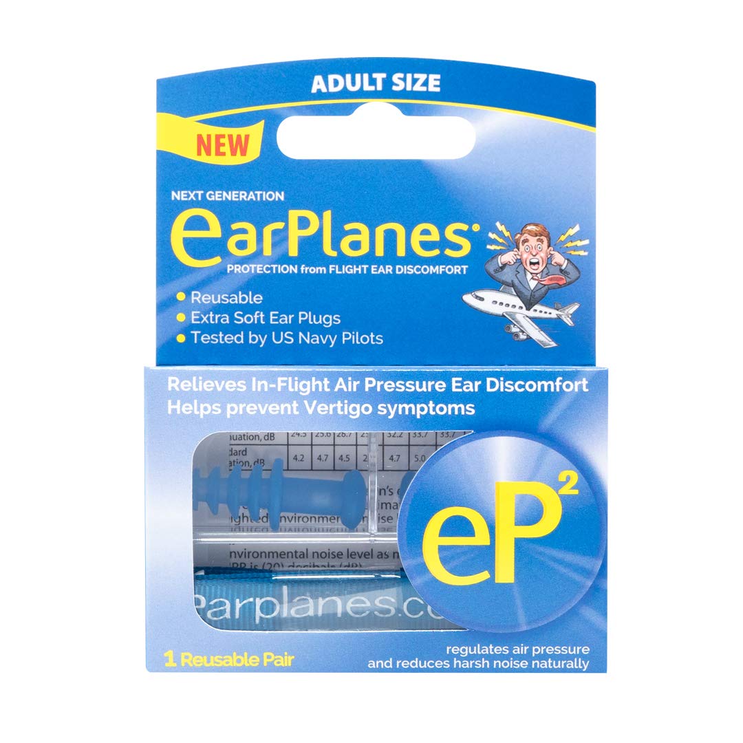 EP2 by Cirrus Healthcare Second Generation EarPlanes Earplugs Ear Protection from Flight Air and Noise Sound (1 Reusable Pair)