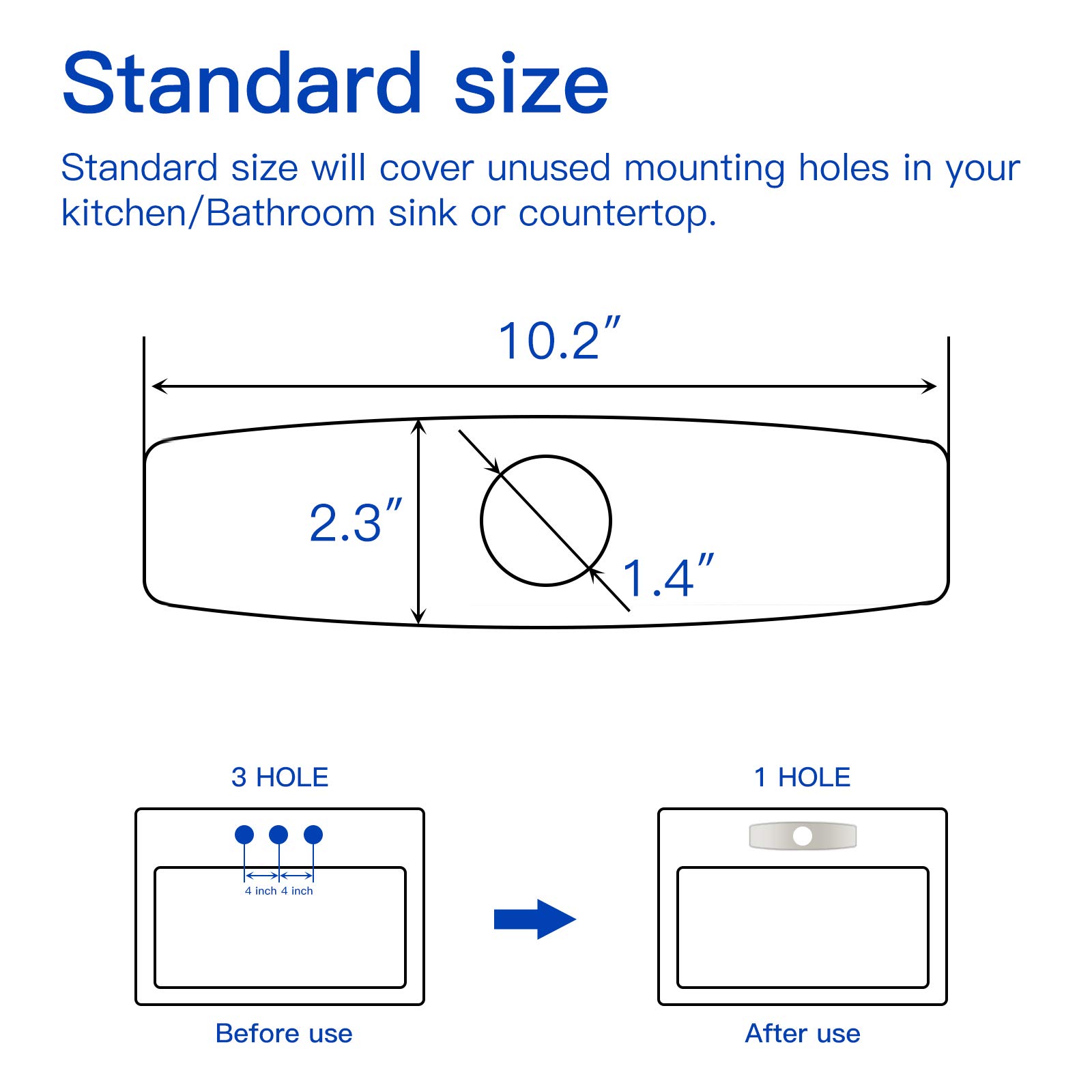 BWE Sink Hole Cover Deck Plate Matching Kitchen Sink Faucet Single Hole or Bathroom Faucet 1-3 Hole Brushed Nickel 10 Inch Stainless Steel Faucet Plate Basin Vanity Sink