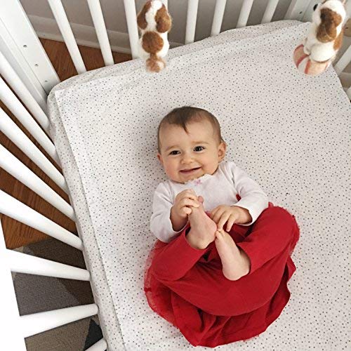 QuickZip Crib Sheet Set - Faster, Safer, Easier Baby Crib Sheets - Includes Gray Dot Wraparound Base & 3 Zip-On Crib Sheets – Gray Dot 100% Cotton - Fits All Standard Crib Mattresses