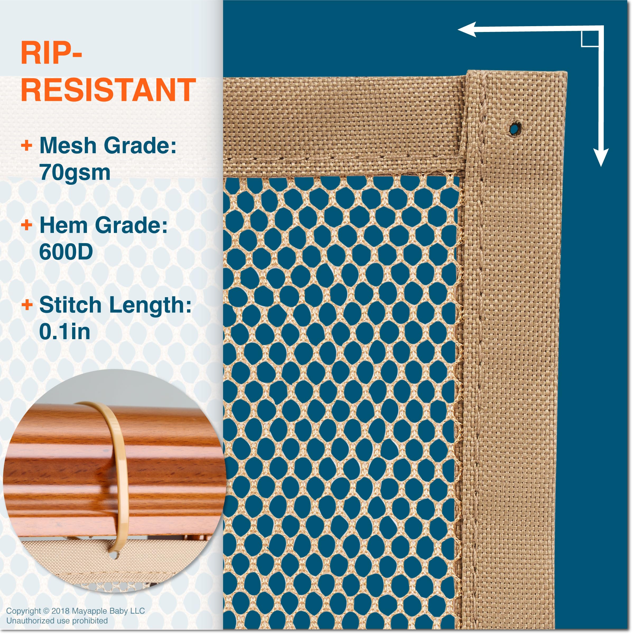 Roving Cove Stair Banister Guard 10ft x 3ft, Railing Safety Net for Baby Proofing, Child Safety Gate Cover, Balcony Mesh Netting, Almond Brown