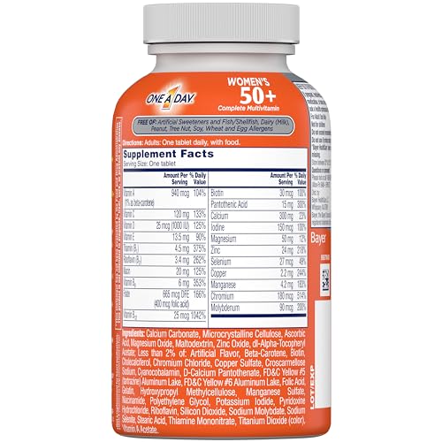 One A Day Women’s 50+ Multivitamins, Multivitamin for Women with Vitamin A, C, D, E and Zinc for Immune Health Support*, Calcium & more, 100 count