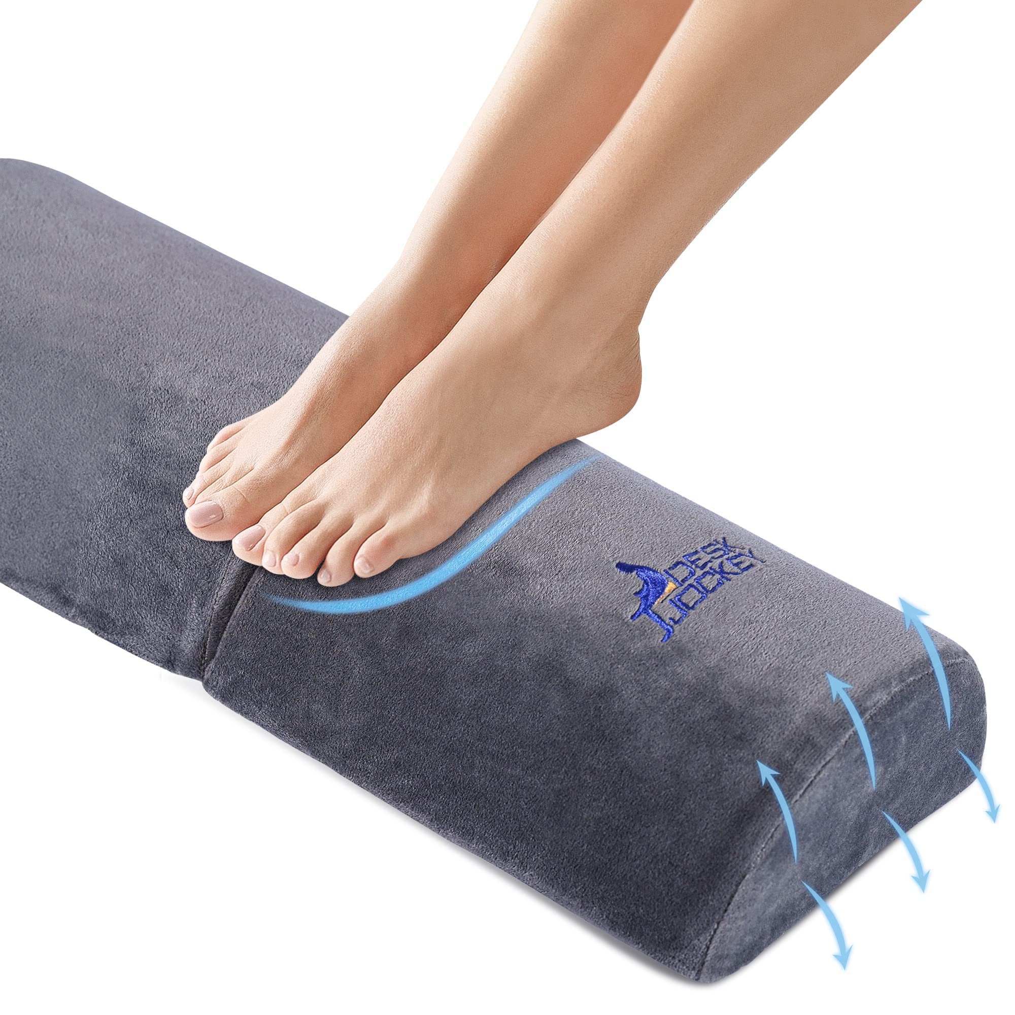 Desk Jockey Foot Rest for Under Desk - Therapeutic Grade Memory Foam Cushion Footrest for Office, Home and Travel– Boosts Blood Circulation and Keeps Sore Feet Warm