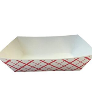 Mr Miracle 2.5 Pound Red White Plaid Paper Food Tray with Clear Plastic 4 Ounce Dip Cups. pack of 50 Sets of trays and Cups