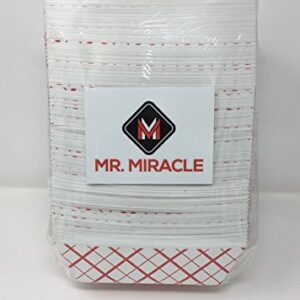 Mr Miracle 2.5 Pound Red White Plaid Paper Food Tray with Clear Plastic 4 Ounce Dip Cups. pack of 50 Sets of trays and Cups