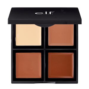 e.l.f., cream contour palette, 4 shades, easy to apply, blendable, buildable, highlights, contours, sculpts, sharpens, bronzes, compact, all-day wear, travel-friendly, 0.43 oz