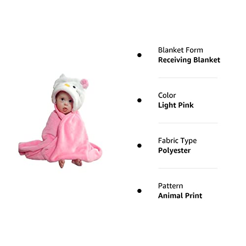 Hooded Toddler Blanket | Plush Soft Animal Baby or Infant Hoodie Blankie 36x27 + Hood (Light Pink)