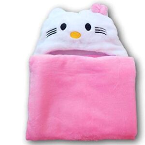 Hooded Toddler Blanket | Plush Soft Animal Baby or Infant Hoodie Blankie 36x27 + Hood (Light Pink)