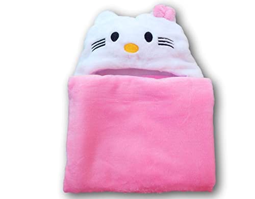 Hooded Toddler Blanket | Plush Soft Animal Baby or Infant Hoodie Blankie 36x27 + Hood (Light Pink)