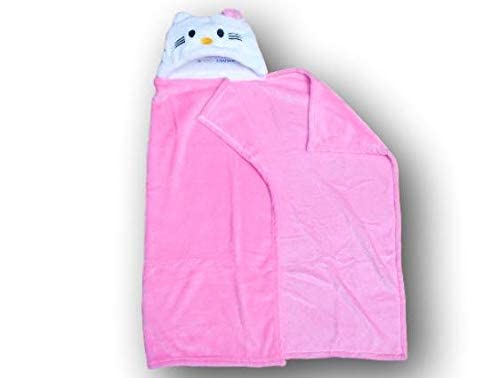 Hooded Toddler Blanket | Plush Soft Animal Baby or Infant Hoodie Blankie 36x27 + Hood (Light Pink)