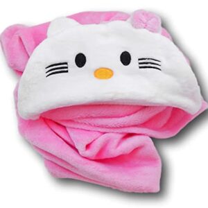 Hooded Toddler Blanket | Plush Soft Animal Baby or Infant Hoodie Blankie 36x27 + Hood (Light Pink)