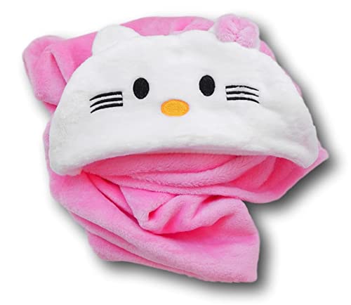 Hooded Toddler Blanket | Plush Soft Animal Baby or Infant Hoodie Blankie 36x27 + Hood (Light Pink)