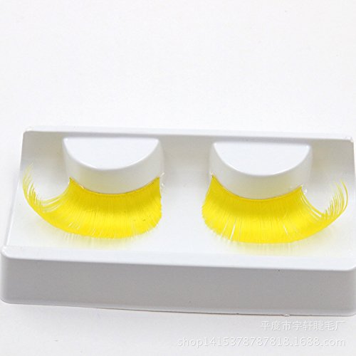 AnHua® New Sexy Fun Ladies Styles Handmade Reusable Long Thick Fancy Party Feather False Eyelashes Makeup Eye Lashes (Yellow)