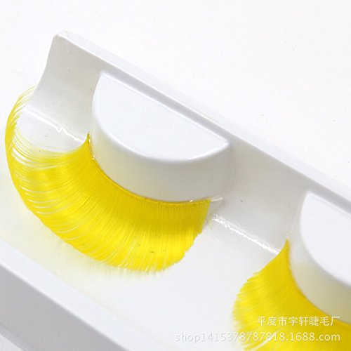 AnHua® New Sexy Fun Ladies Styles Handmade Reusable Long Thick Fancy Party Feather False Eyelashes Makeup Eye Lashes (Yellow)