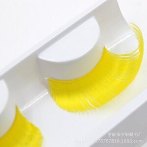 AnHua® New Sexy Fun Ladies Styles Handmade Reusable Long Thick Fancy Party Feather False Eyelashes Makeup Eye Lashes (Yellow)