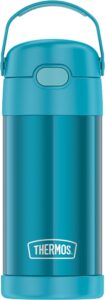 thermos funtainer water bottle with straw - 12 ounce, teal - kids stainless steel vacuum insulated water bottle with lid