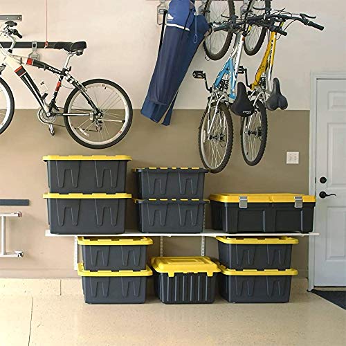 HOMZ 18 Gallon Durabilt LLDPE Heavy Duty Storage Container, Black Base, Yellow Lid, 8-Pack