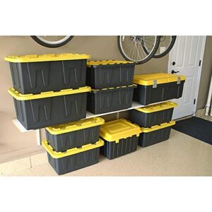 HOMZ 18 Gallon Durabilt LLDPE Heavy Duty Storage Container, Black Base, Yellow Lid, 8-Pack