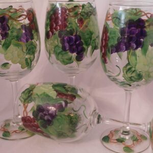 Hand painted multi grape goblets. Set of 4.